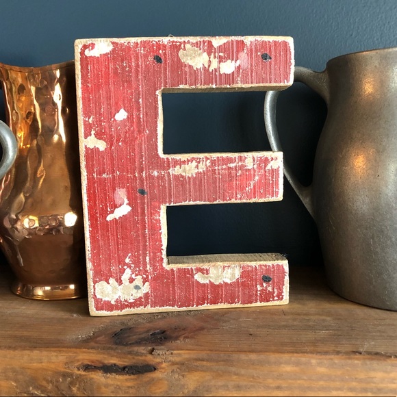 Accents | Vintage Style Wooden Letter E Weathered Red | Poshmark